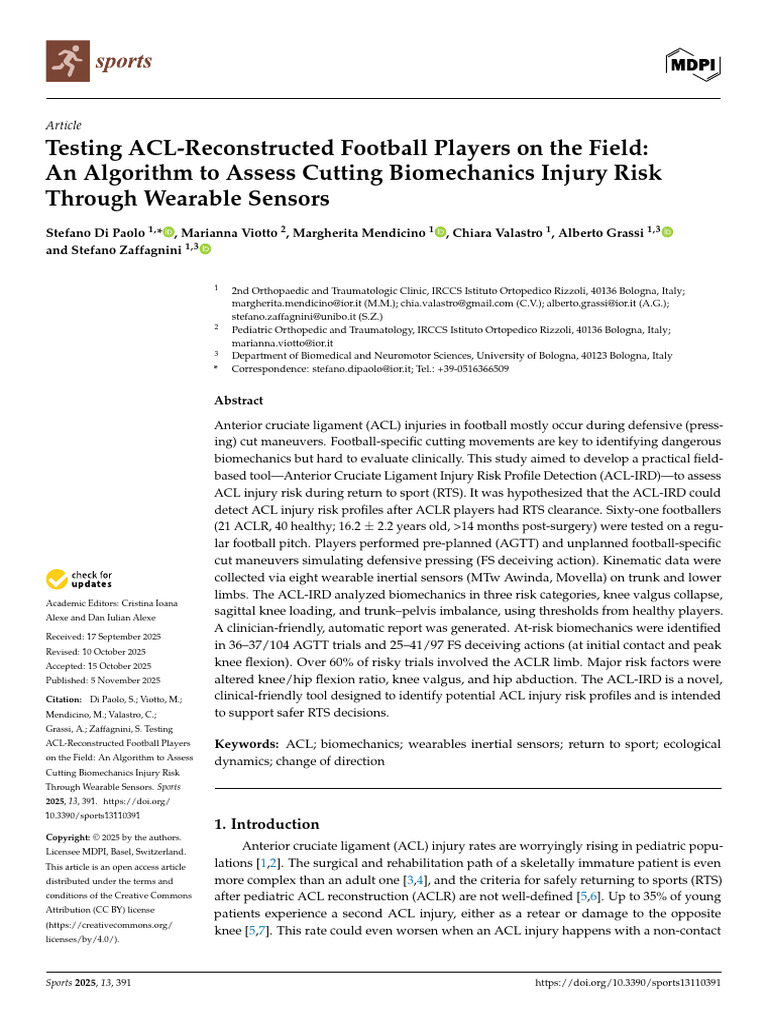 Testing ACL. sports-13-00391 | PDF | Standard Score | Anatomical Terms ...