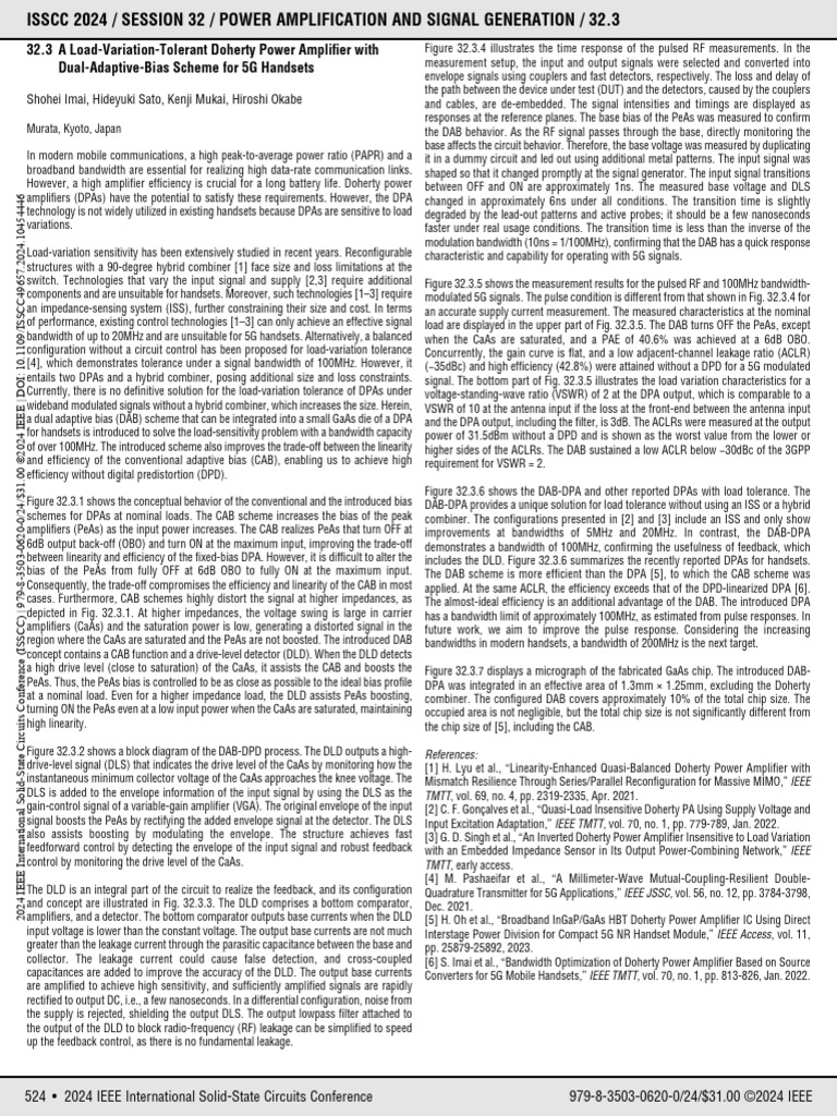 32.3 a Load-Variation-Tolerant Doherty Power Amplifier With Dual ...