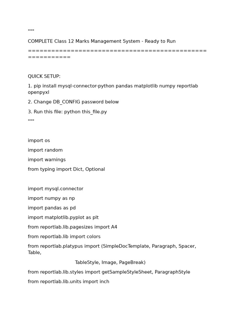 COMPLETE Class 12 Marks Management System Jaisudha | PDF | Computing | Software Engineering