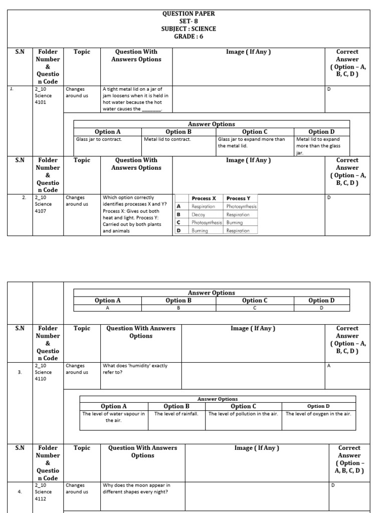 Set 8 Class 6 Science | PDF | Water | Moon