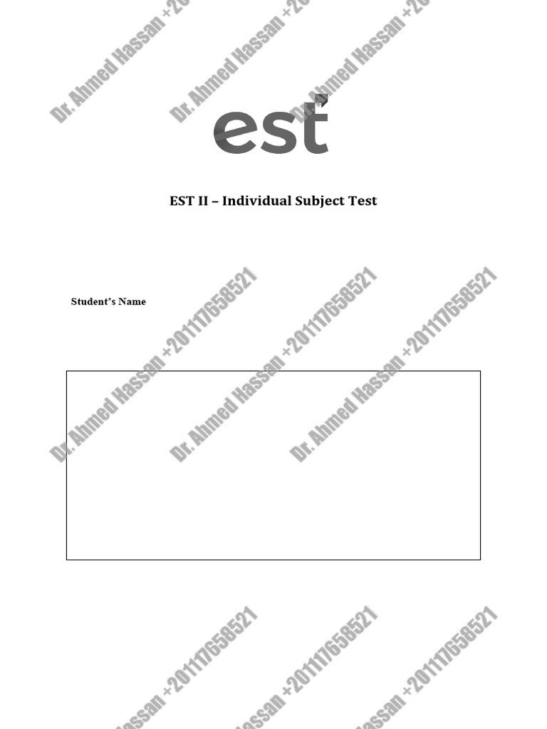 EST 2 Math Level 1 Test Sample 3 | PDF | Multiple Choice | Area