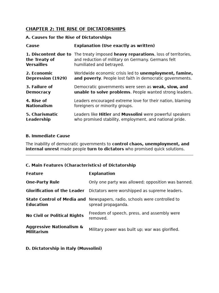 Causes and Characteristics of Dictatorships | PDF | Adolf Hitler | Nazi ...