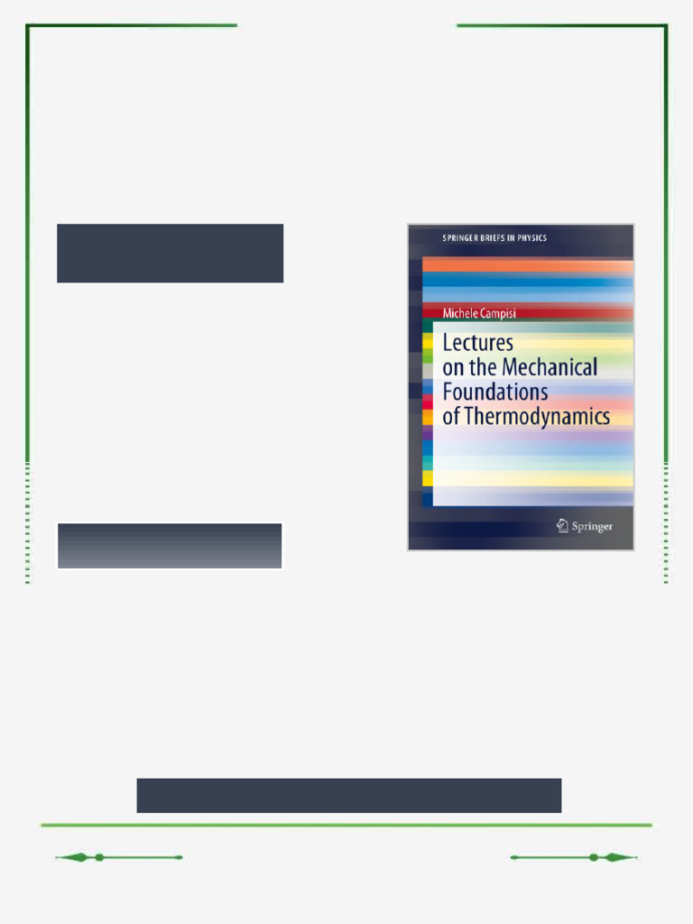 Lectures on the Mechanical Foundations of Thermodynamics 1st Edition ...