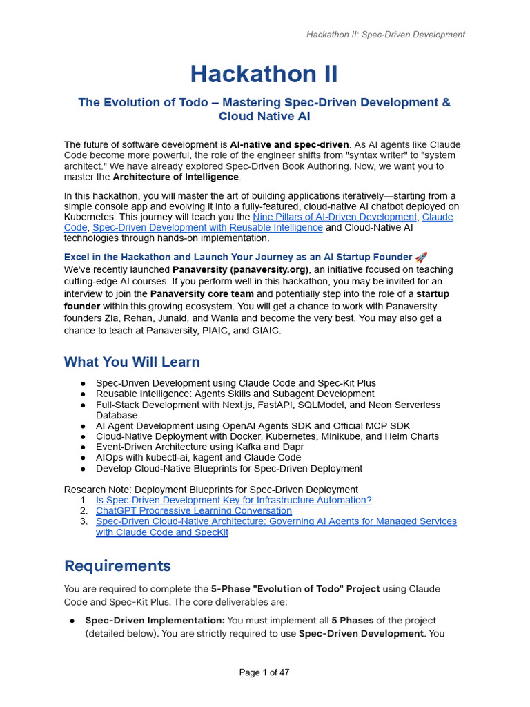 Master Spec-Driven AI Development Hackathon | PDF | Software ...