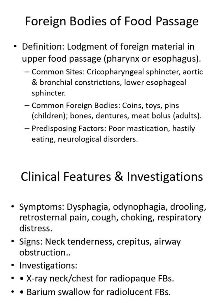 Managing Food Passage Foreign Bodies | PDF