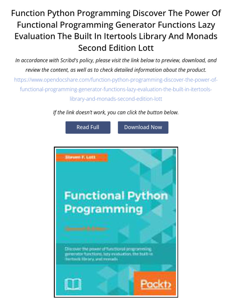Function Python programming discover the power of functional programming generator functions ...