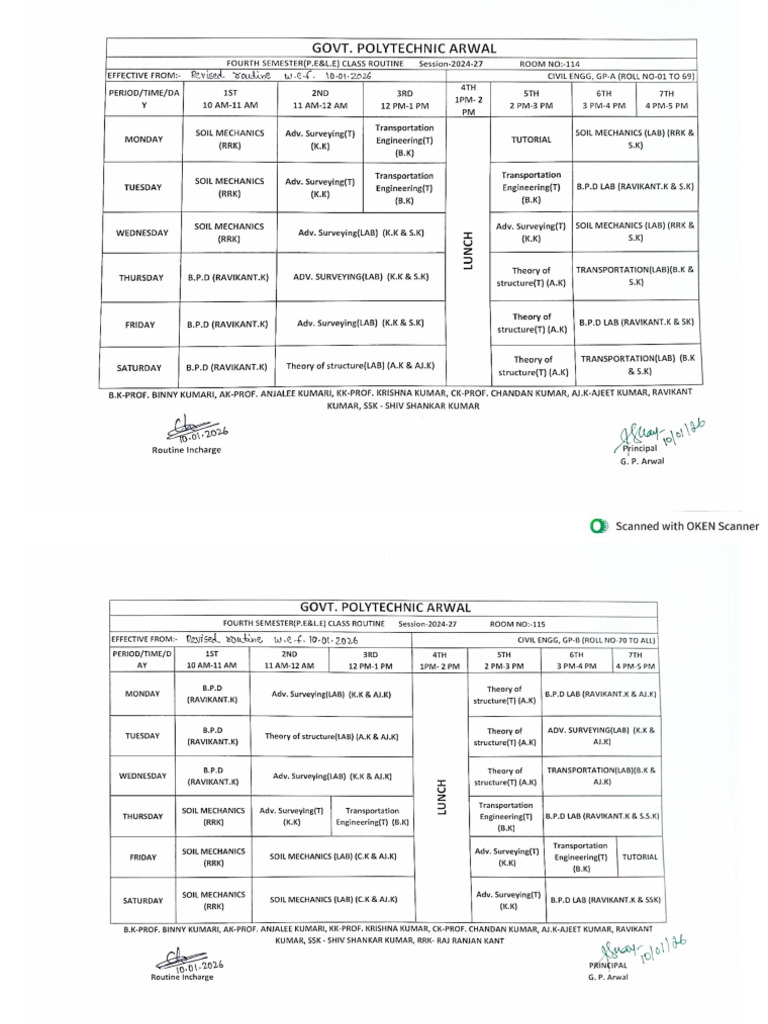Revised Routine 4th Sem | PDF