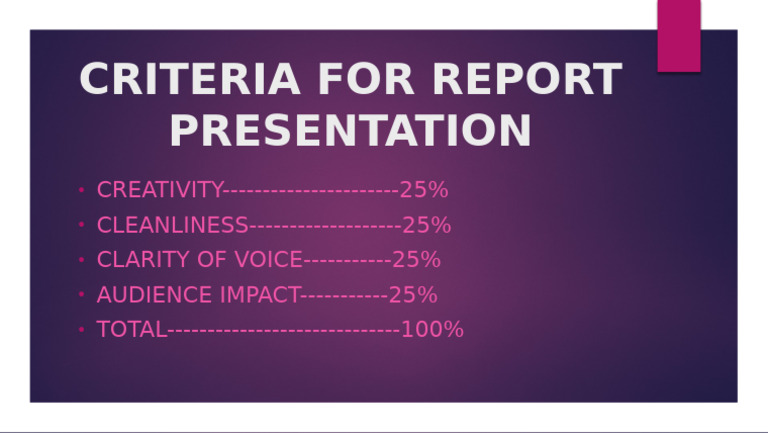 Criteria for Report Presentation | PDF