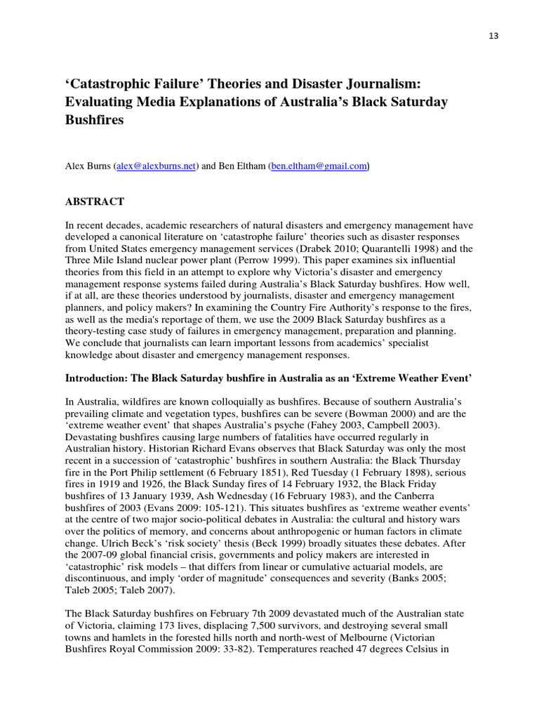 Catastrophic Failure Disaster Theories | PDF | Wildfire