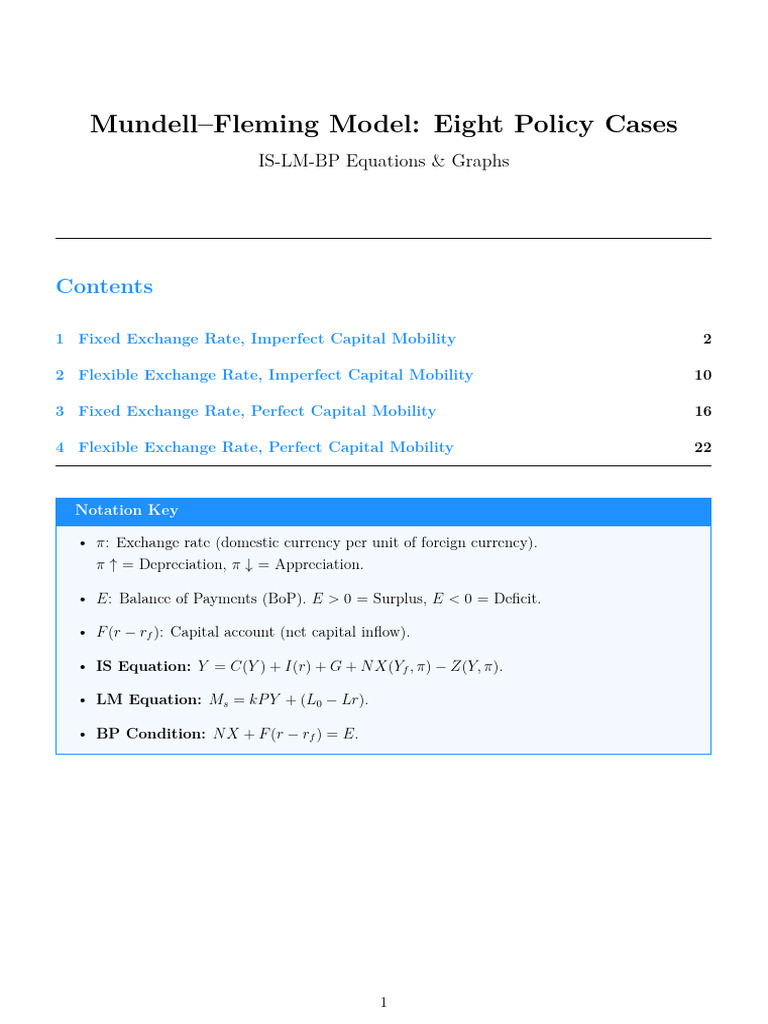 Mundell-Fleming Model: Policy Cases Explained | PDF | Macroeconomic ...