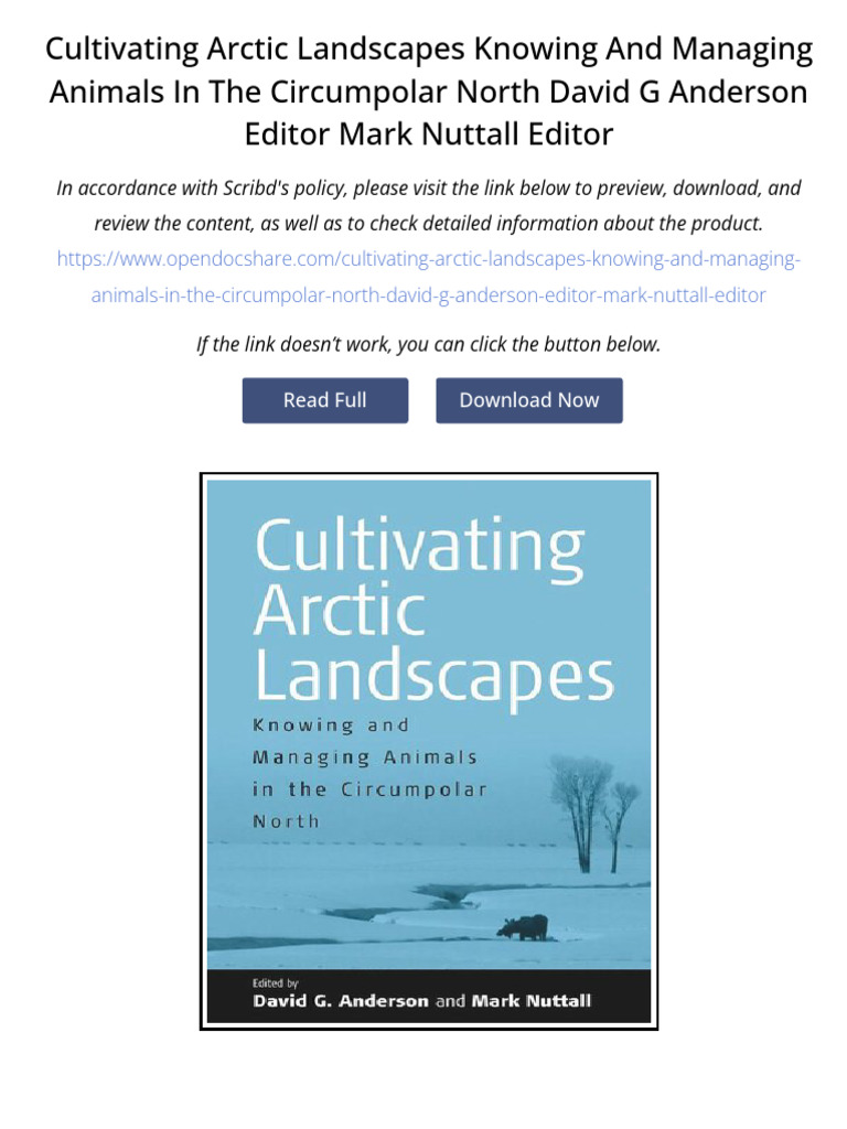 Cultivating Arctic Landscapes Knowing And Managing Animals In The ...