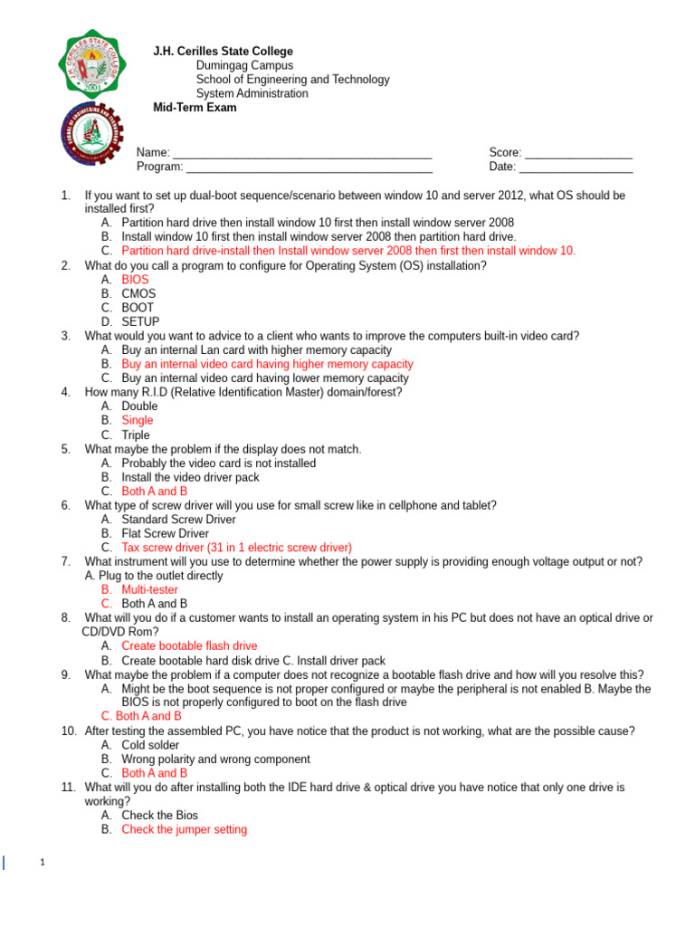 CSS-EXAM | PDF | Booting | Usb Flash Drive