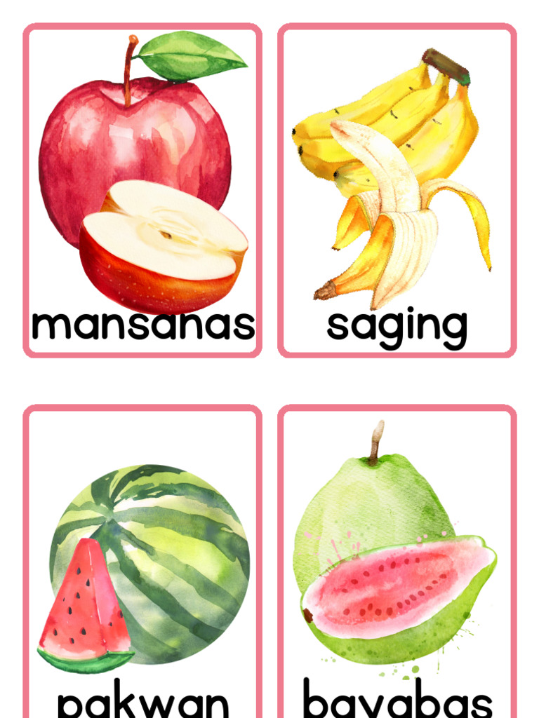 Mga Prutas - Fruits Tagalog Flashcards | PDF