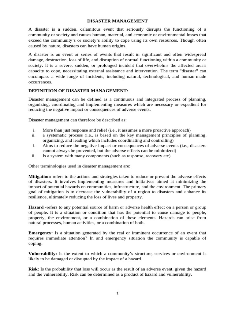 Understanding Disaster Management Basics | PDF | Emergency Management ...