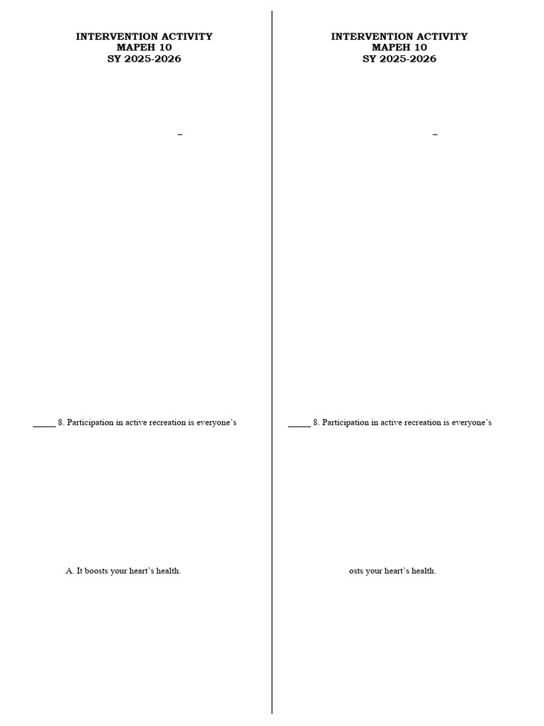 Intervention Activity | PDF | Physical Fitness | Strength Training