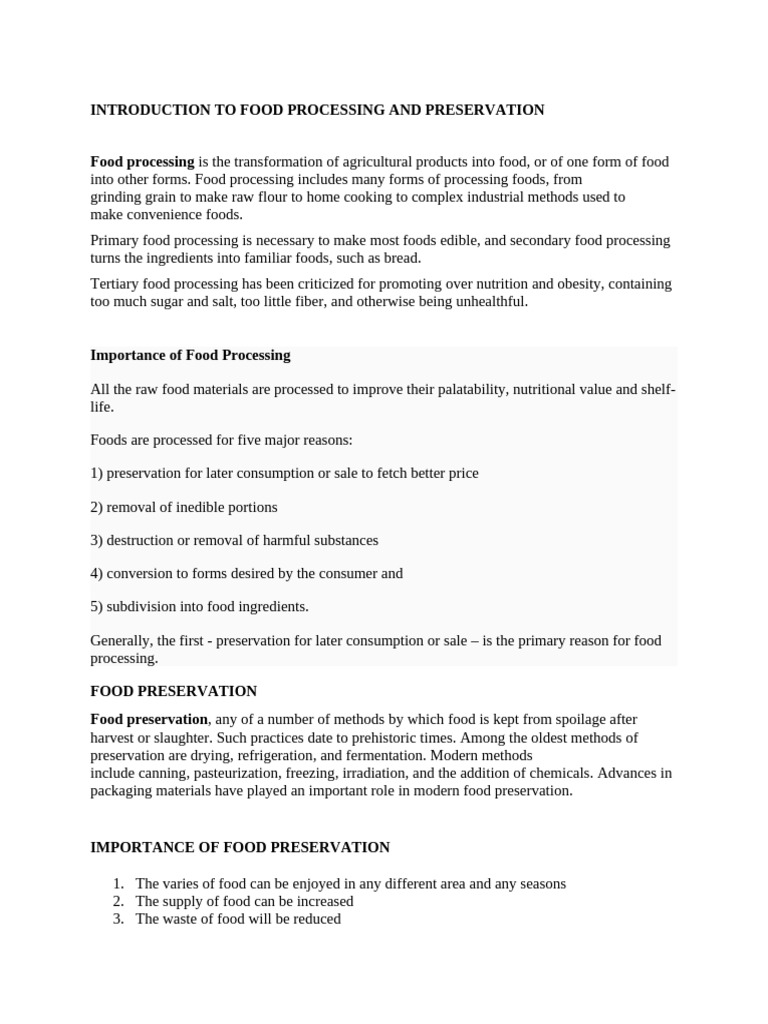 Food Processing and Preservation-1-1[1] | PDF | Food Preservation | Decomposition