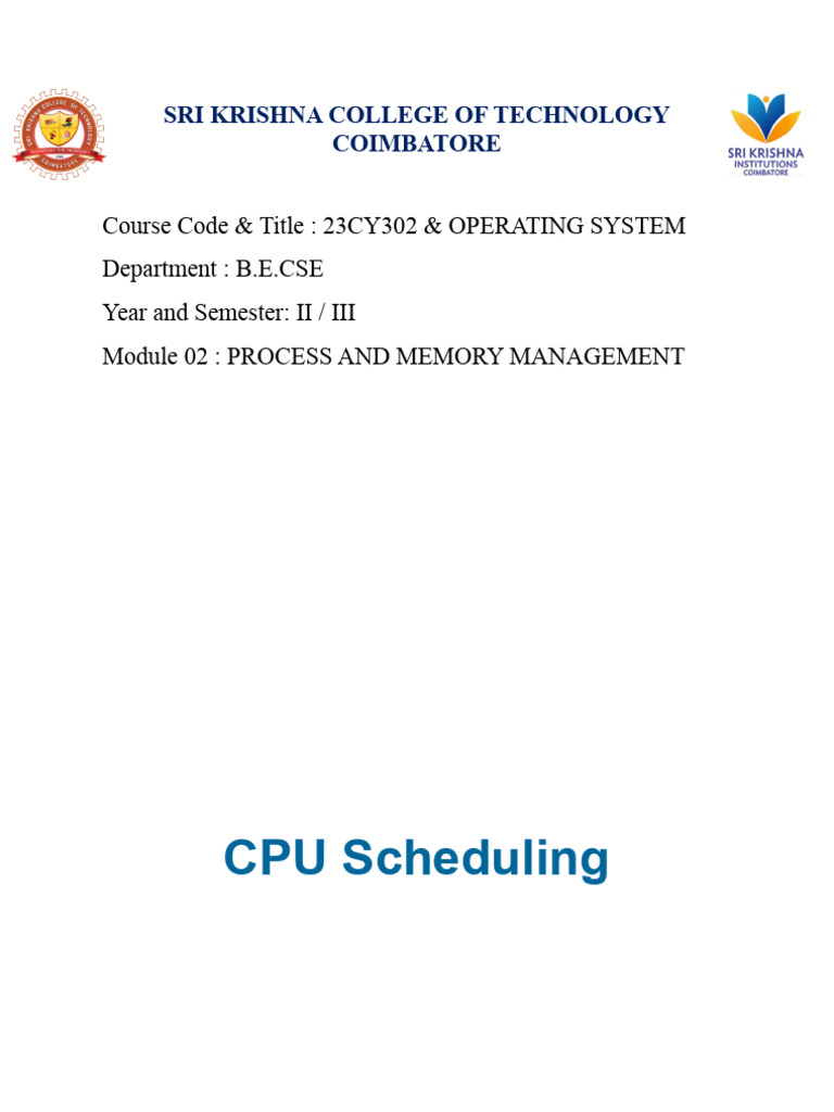 OS-Session 2.1 to 2.5(Scheduling).Pptx | PDF | Scheduling (Computing) | Process (Computing)
