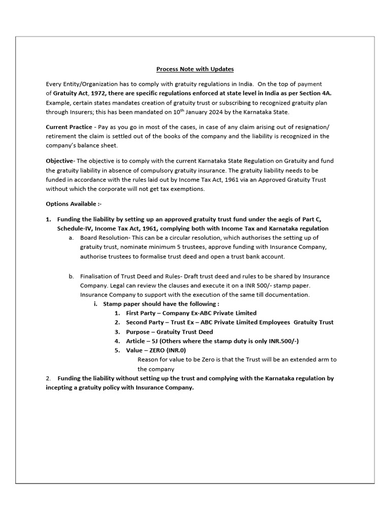 Karnataka Gratuity Trust Compliance Guide | PDF | Taxes | Insurance