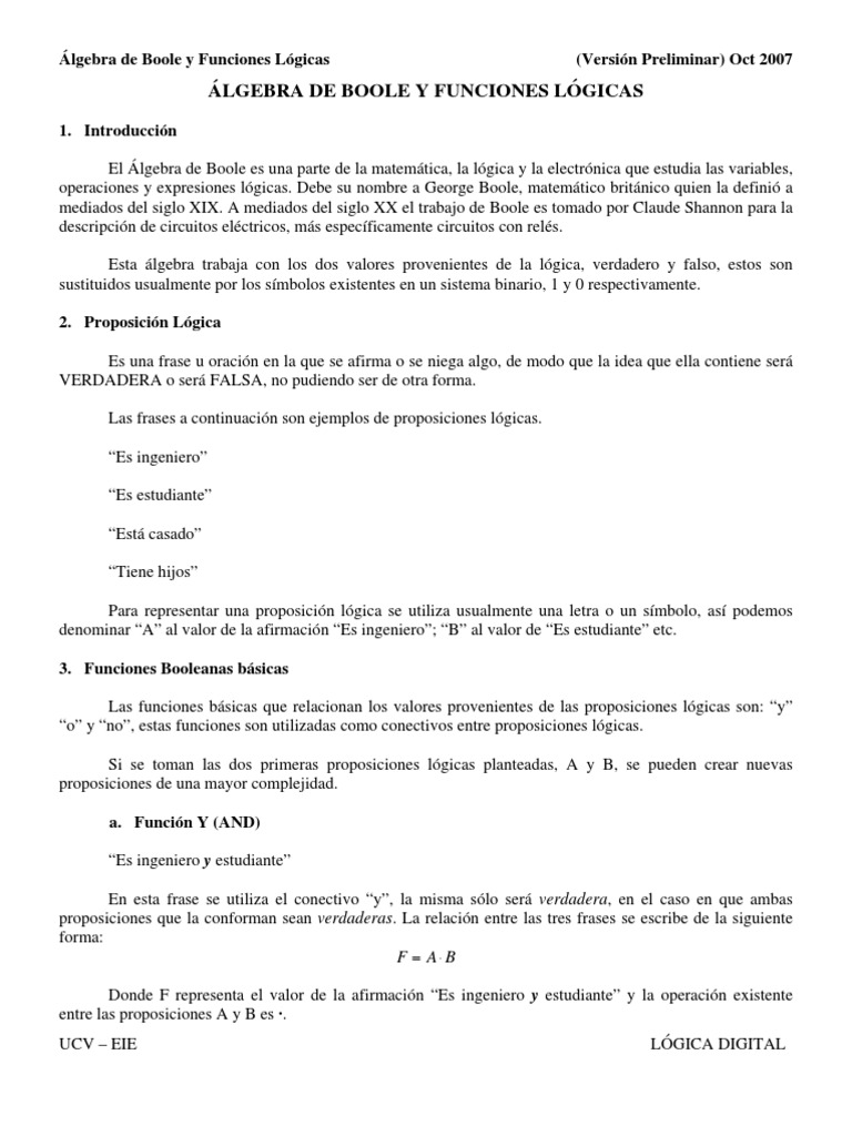 Algebra de Boole y Funciones Logica | PDF | Puerta lógica | Álgebra de ...