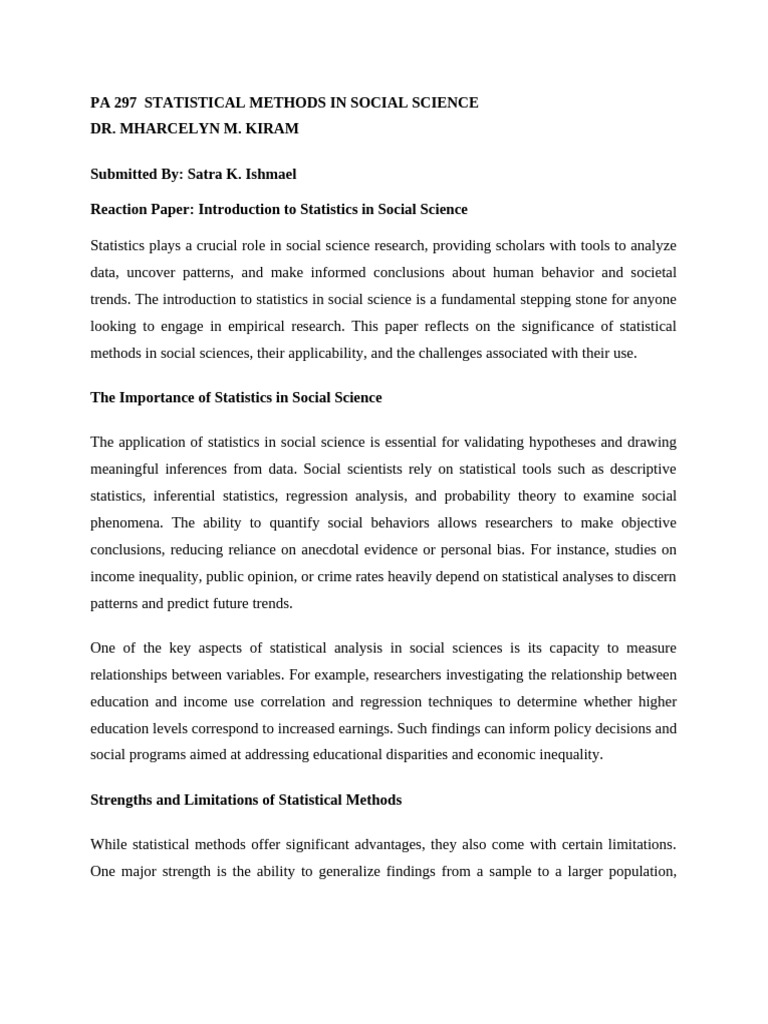 Pa 297 Statistical Methods in Social Science | PDF | Statistics ...