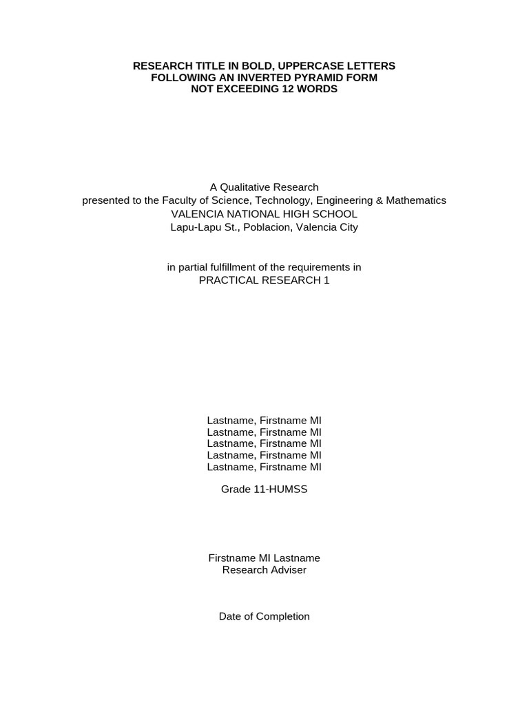 Practical Research 1 Paper Format 1 3 | PDF | Data Analysis | Hypothesis