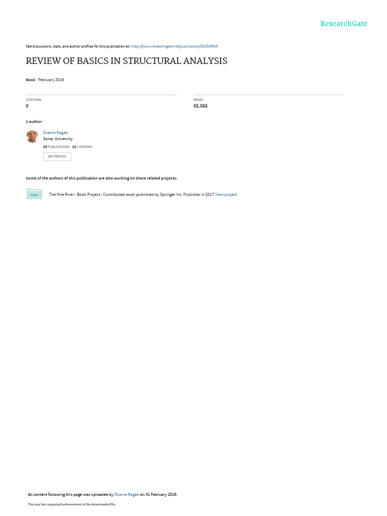 Review of Basics in Structural Analysis | PDF | Bending | Beam (Structure)