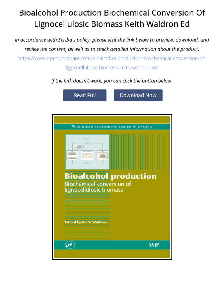 Bioalcohol Production Biochemical Conversion Of Lignocellulosic Biomass ...