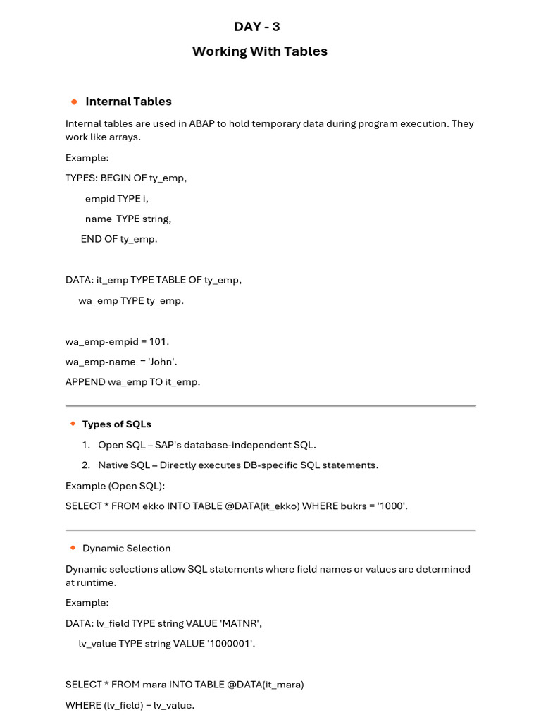 Working With Tables - Day 3 in PDF Dup | PDF | Database Index ...