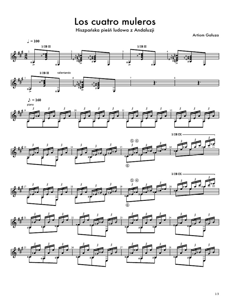 Los Cuatro Moleros - Artiom Galuza | for Guitar | PDF