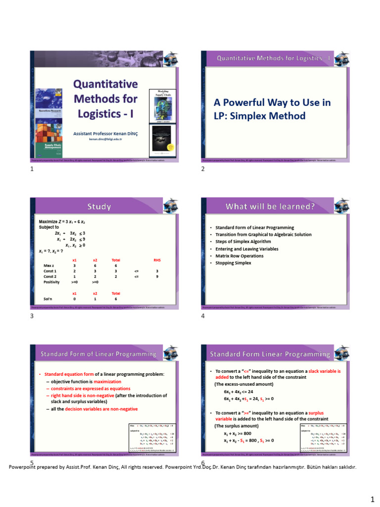 07 a Powerful Way to Use in LP Simplex Method | PDF | Applied ...
