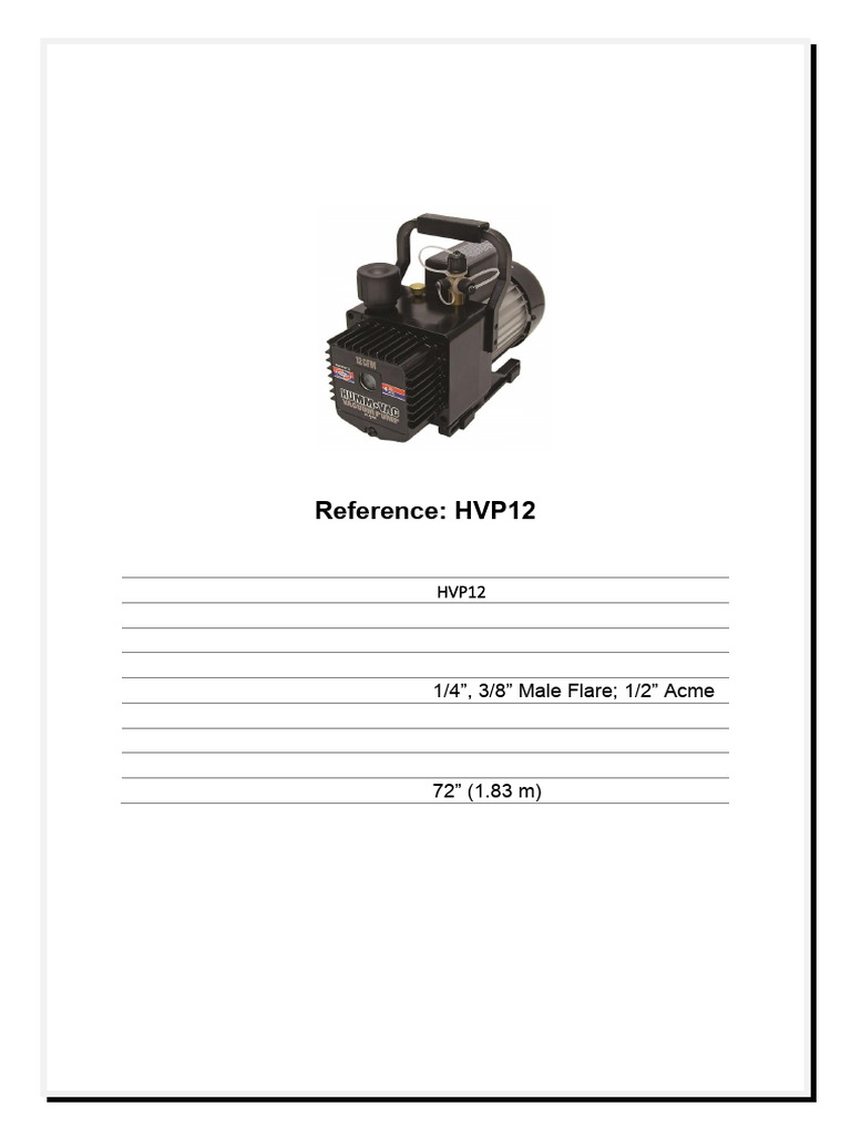 Bomba de Vacio Uniweld Hvp12 | PDF