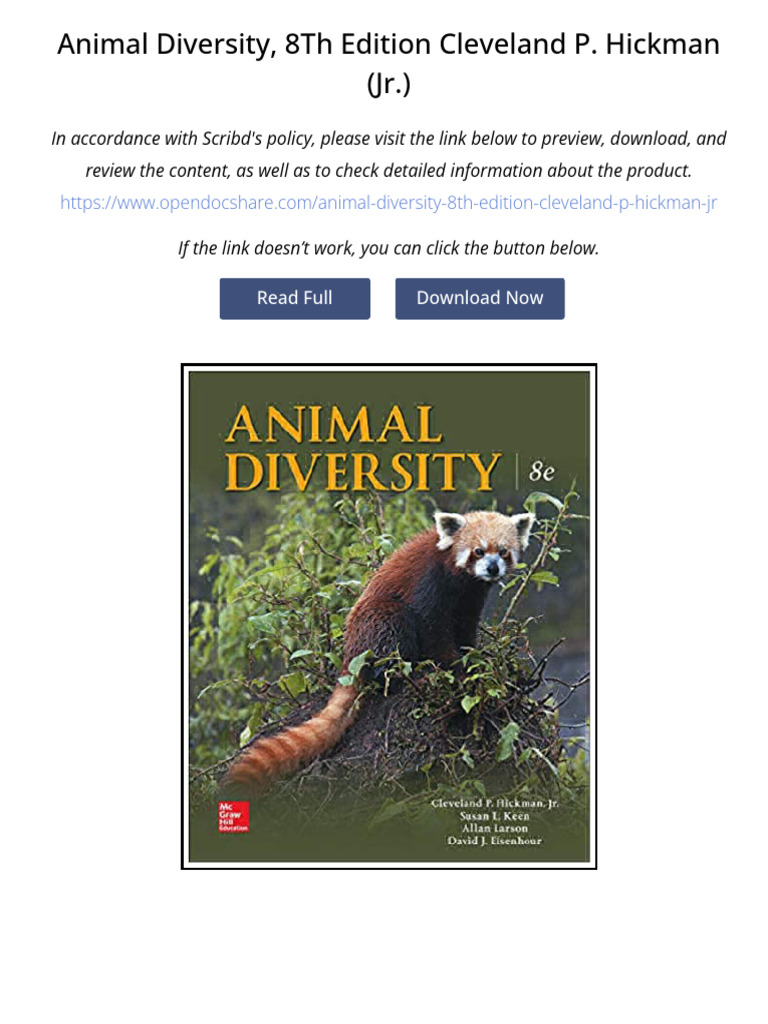 Animal Diversity, 8th Edition Cleveland P. Hickman (Jr.) | PDF