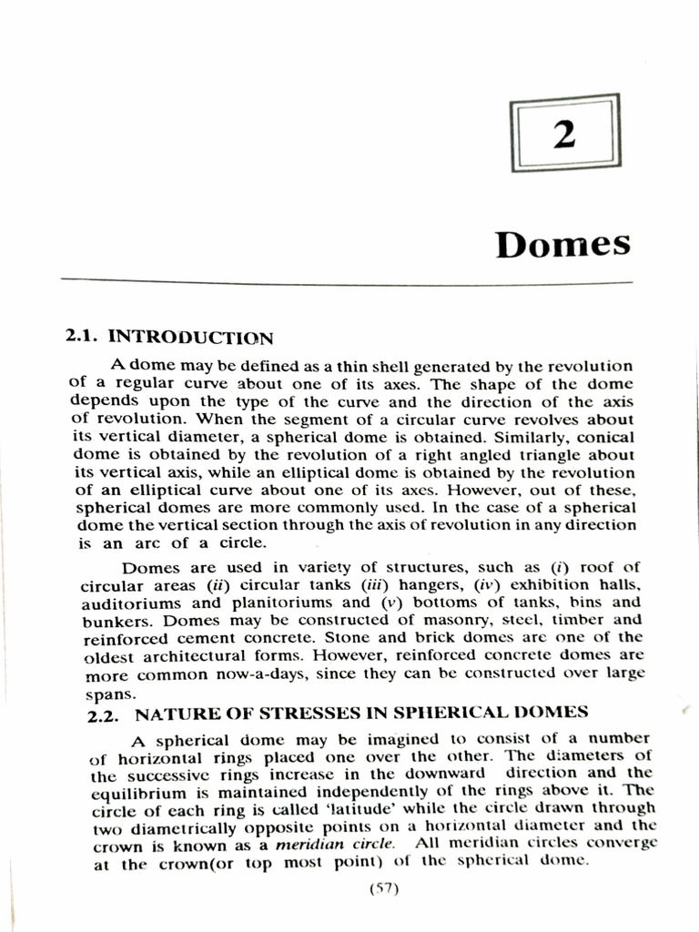 Understanding Spherical Domes and Stresses | PDF | Dome | Beam (Structure)