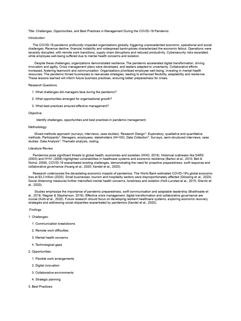 Sample Action Research | PDF | Pandemic | Crisis Management