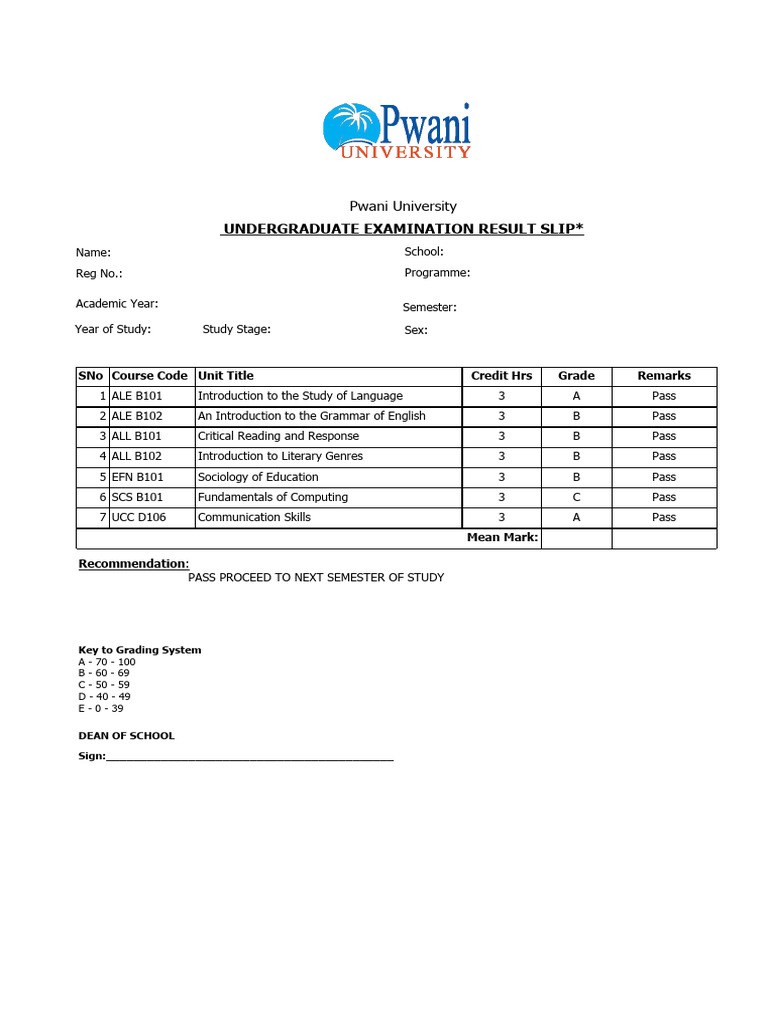 Print Exam Result Slip | PDF