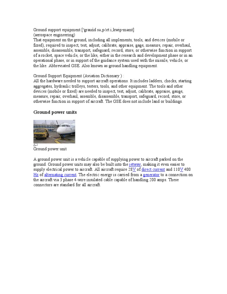 Ground Support Equipment Overview | PDF