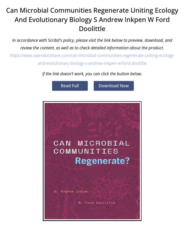 Can Microbial Communities Regenerate Uniting Ecology And Evolutionary ...