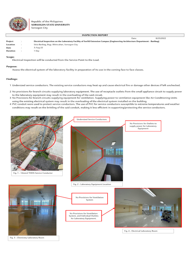 Inspection Report - Engineering Laboratory | PDF | Electrical Engineering | Electricity
