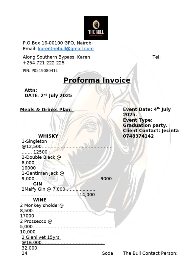 Graduation Party Proforma Invoice | PDF