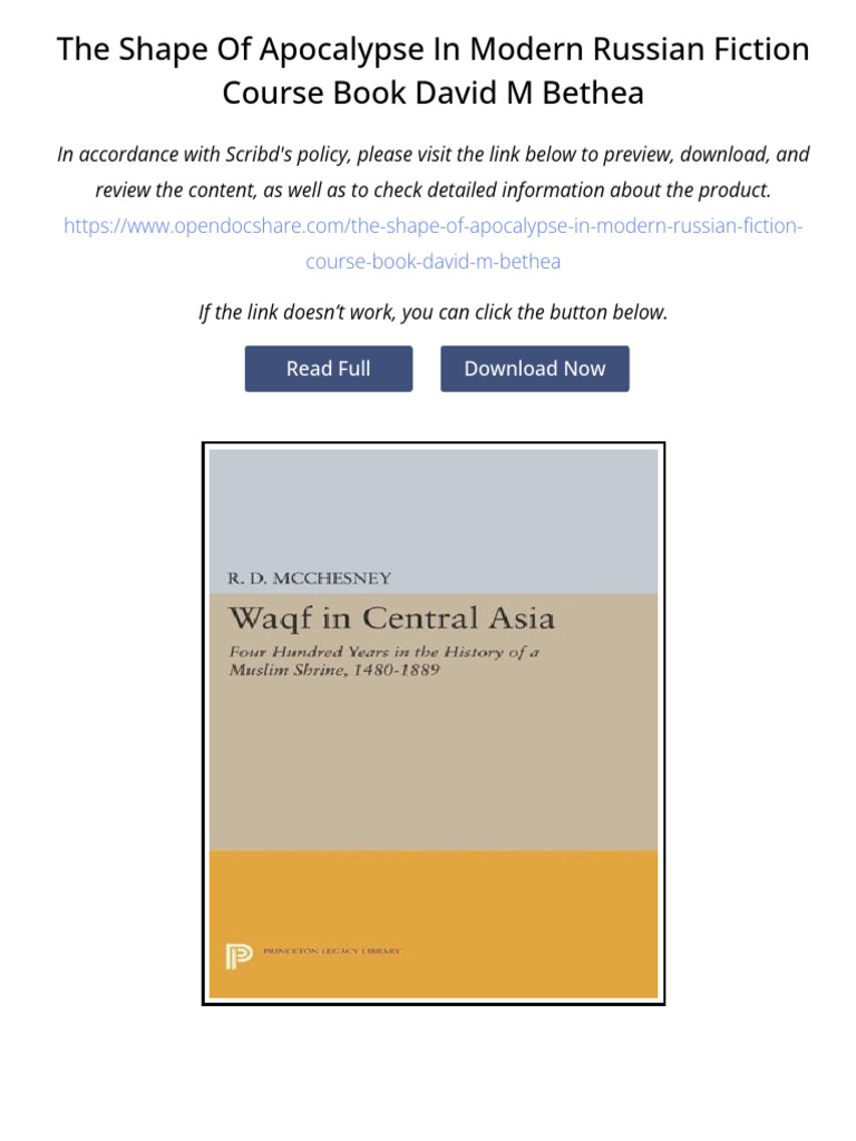 The Shape Of Apocalypse In Modern Russian Fiction Course Book David M ...