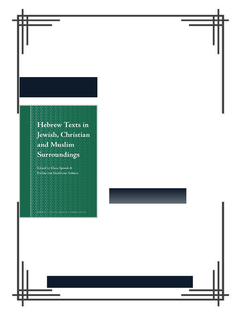 Hebrew Texts in Jewish Christian and Muslim Surroundings Klaas Spronk ...