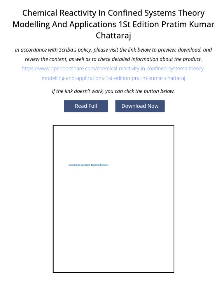 Chemical Reactivity in Confined Systems Theory Modelling and Applications 1st Edition Pratim ...