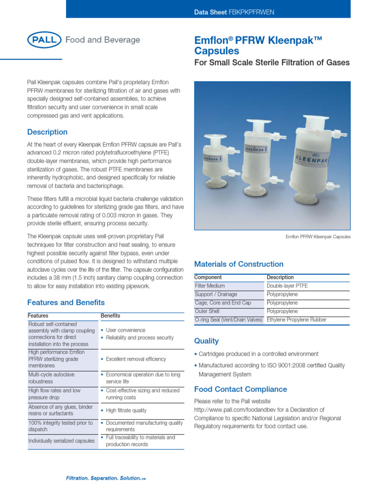 Kleenpak PFRW | PDF | Sterilization (Microbiology) | Filtration