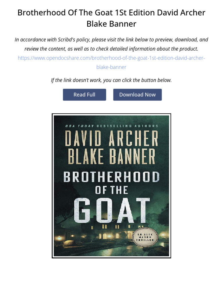Brotherhood of the Goat 1st Edition David Archer Blake Banner | PDF