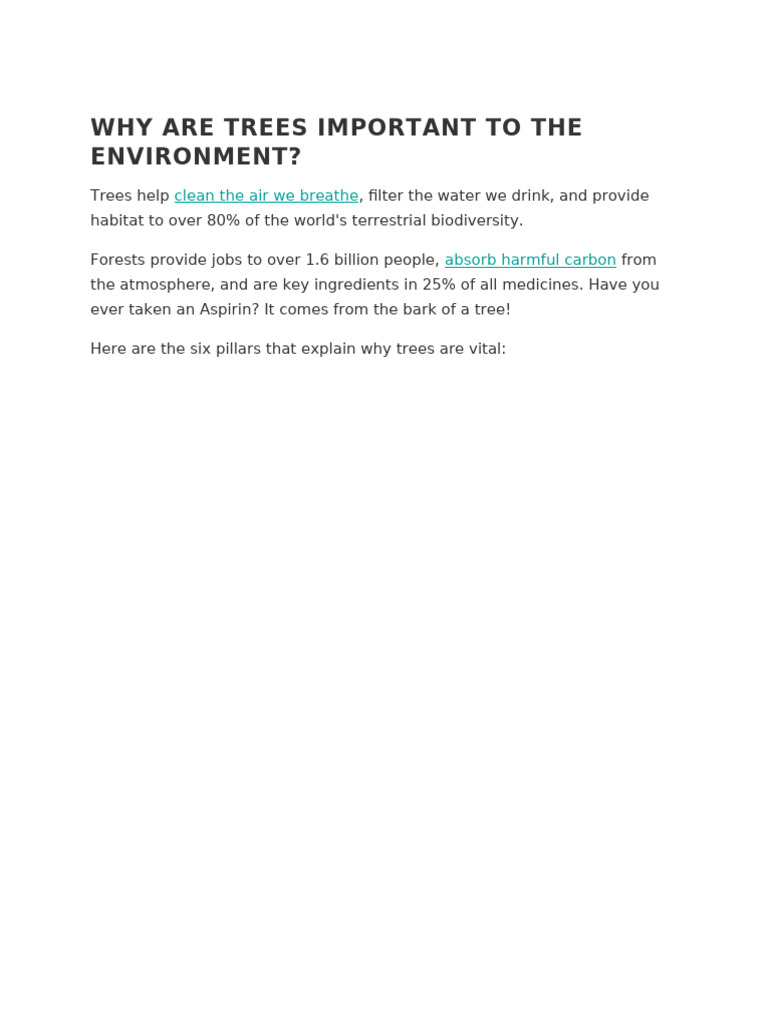 Importance of Trees for Environment | PDF | Trees | Atmosphere Of Earth