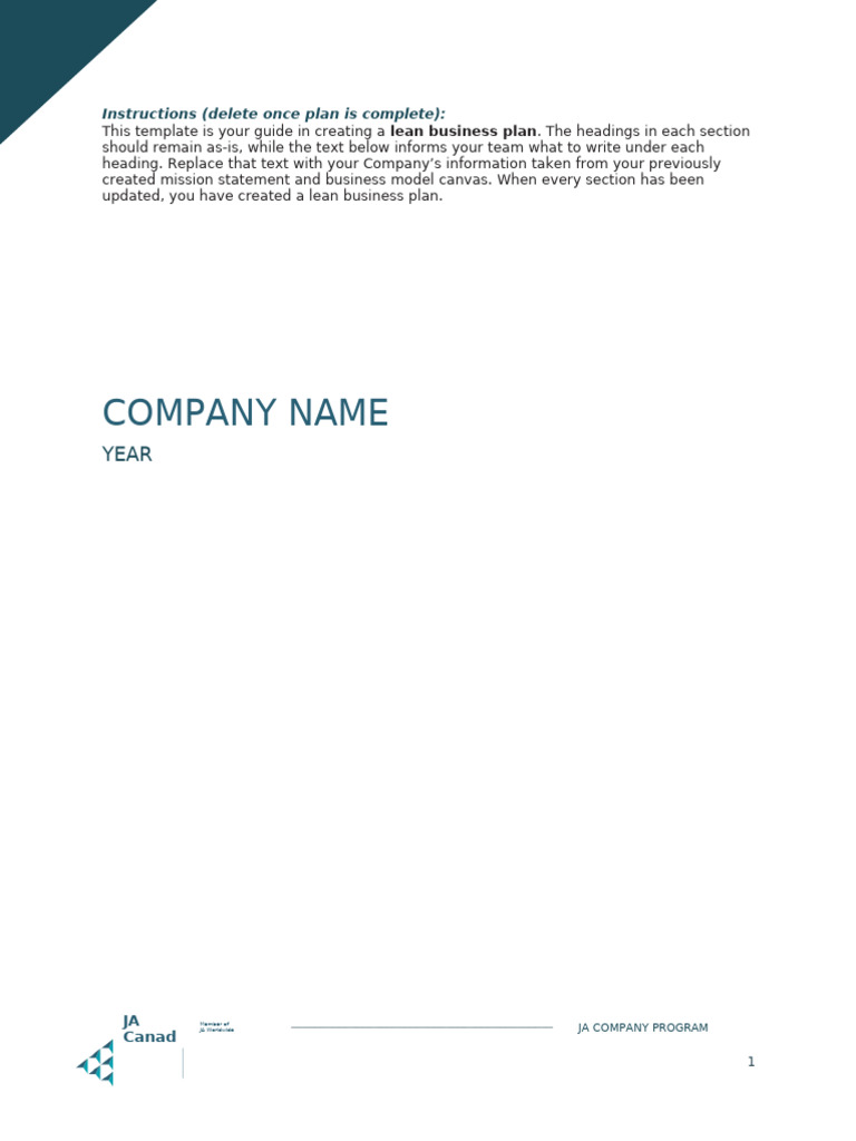 3.01.06 Lean Business Plan Template v2 | PDF | Spreadsheet | Marketing