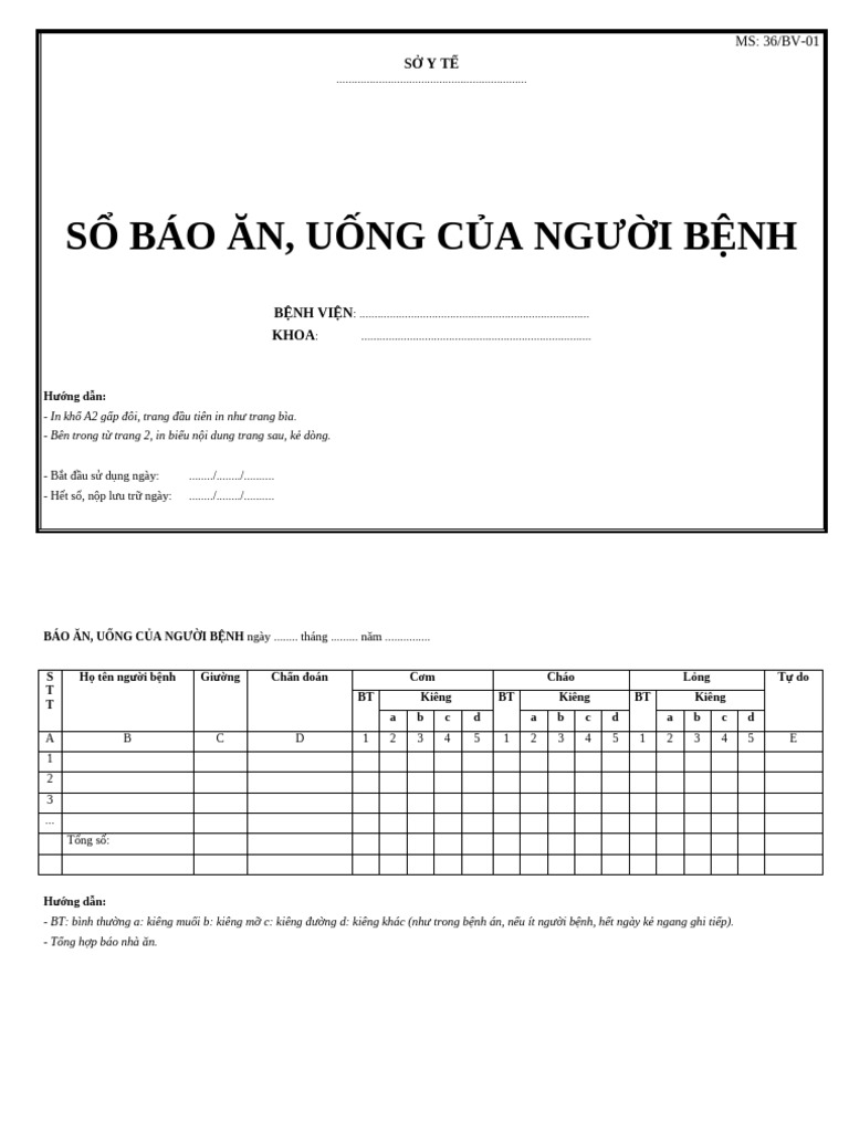 So Bao An, Uong Cua Nguoi Benh | PDF