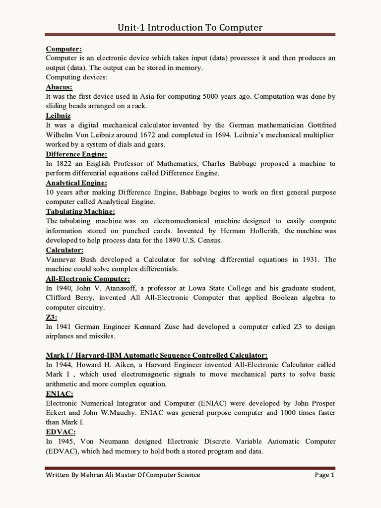 Brief Computer Notes | PDF | Read Only Memory | Random Access Memory
