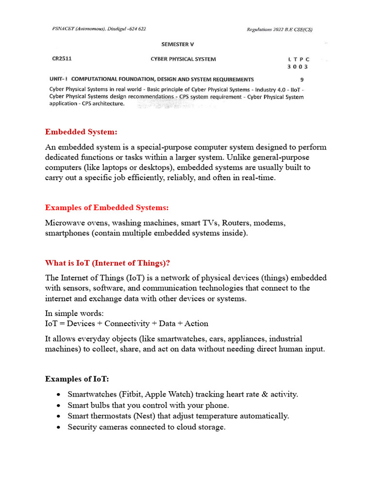 Understanding Embedded Systems and CPS | PDF | Internet Of Things ...