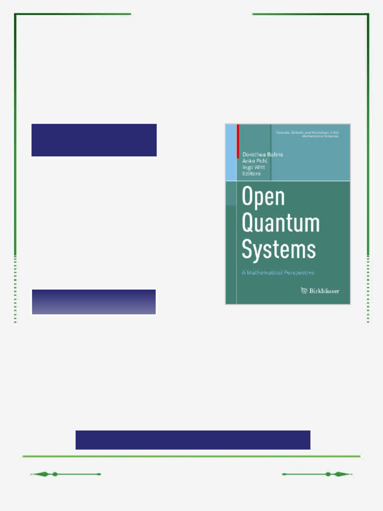 Open Quantum Systems A Mathematical Perspective Dorothea Bahns eBook ...
